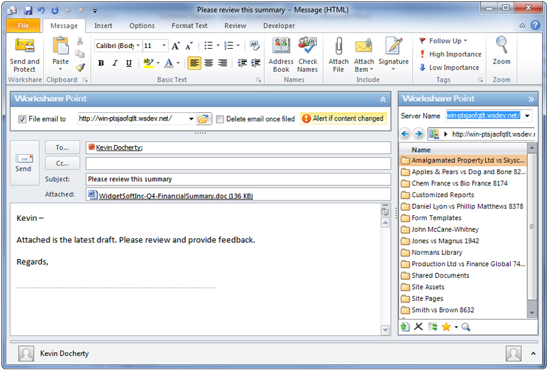 Workshare Point for Document Management in Outlook and SharePoint ...